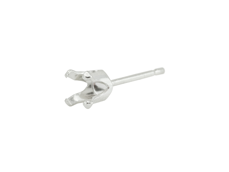 Sterling Silver Snap Setting Ear Post 4mm