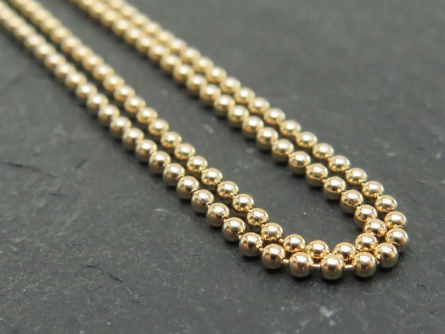 Gold Filled Bead Chain Necklace with Spring Clasp ~ 16"