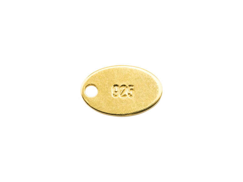 Gold Plated Vermeil Silver Stamped Oval Tag 8mm