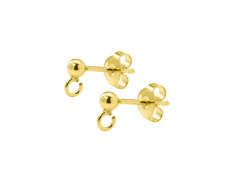 Gold Plated Vermeil Silver Ear Post with Back ~ PAIR