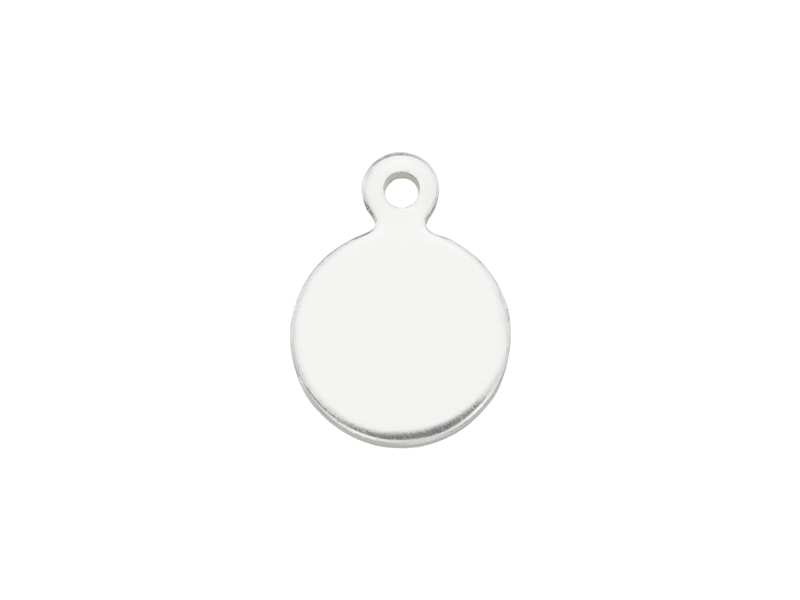 Sterling Silver Round Tag 7.5mm (Thick) - Optional Engraving